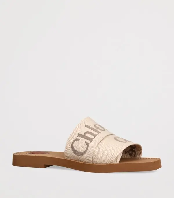 Chloé Canvas Jacquard Woody Sandals - Nude