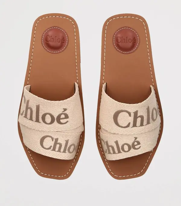 Chloé Canvas Jacquard Woody Sandals - Nude