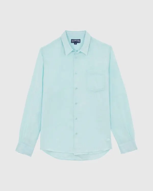 Vilebrequin Linen Shirt Natural Dye Shirt Caroubis - Blue