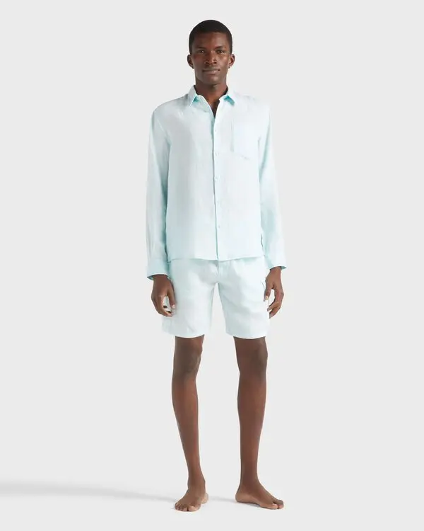 Vilebrequin Linen Shirt Natural Dye Shirt Caroubis - Blue