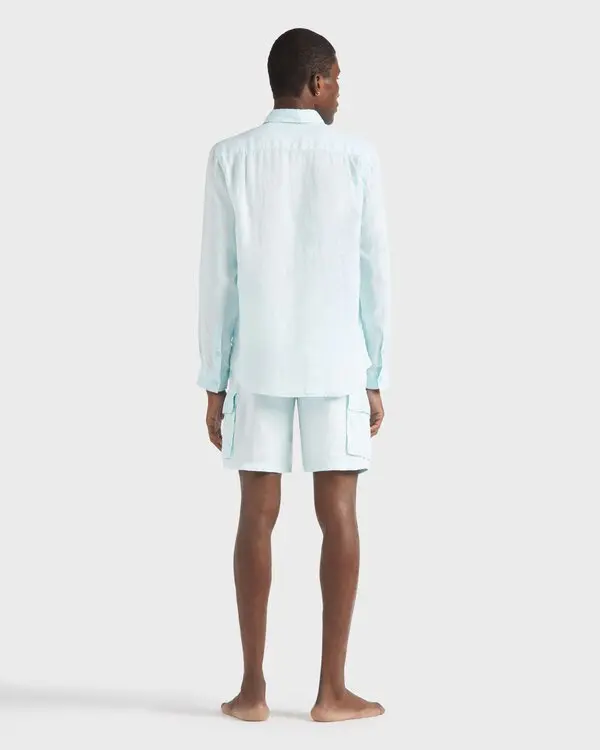 Vilebrequin Linen Shirt Natural Dye Shirt Caroubis - Blue