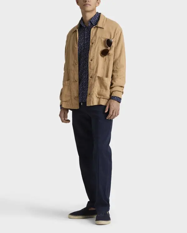 Vilebrequin Linen Overshirt Mineral Dye Color Jacket Corentin - Brown