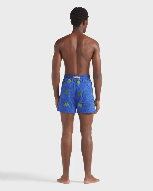 Vilebrequin Swim Trunks Embroidered Flowers Limited Edition Mistral - Blue