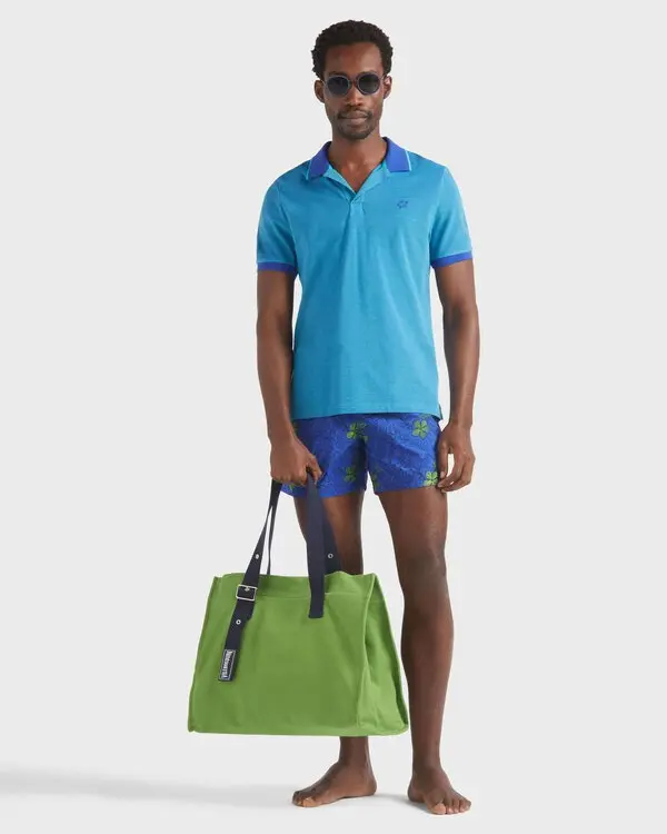 Vilebrequin Swim Trunks Embroidered Flowers Limited Edition Mistral - Blue
