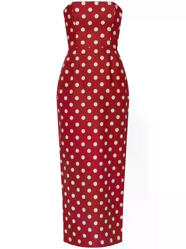 red polka dot strapless dress Polka Dot Romeo Strapless Dress