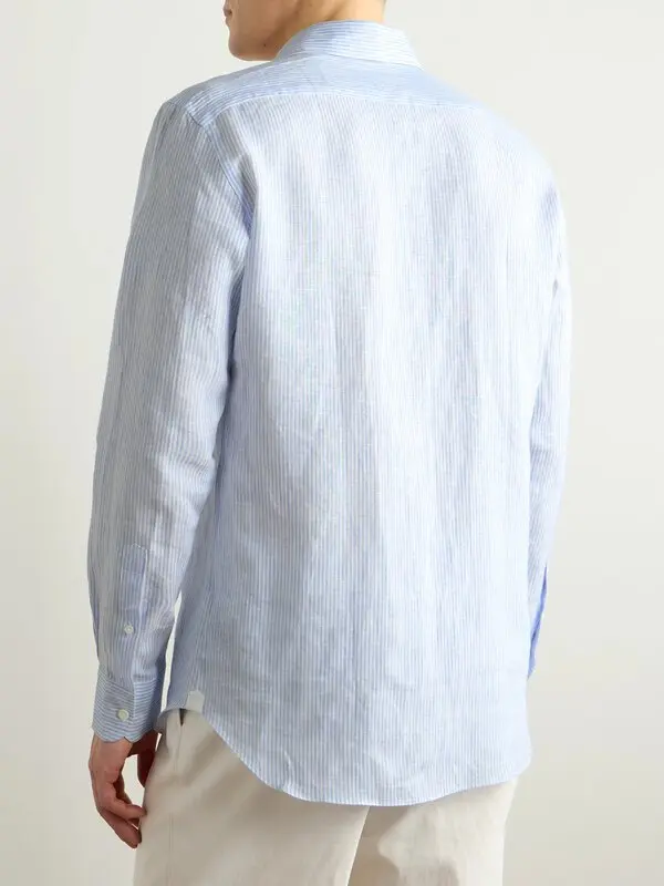 Zegna Oasi Striped Linen Shirt - Blue