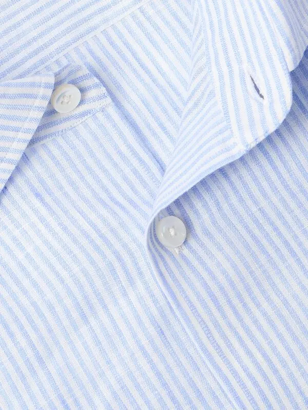 Zegna Oasi Striped Linen Shirt - Blue
