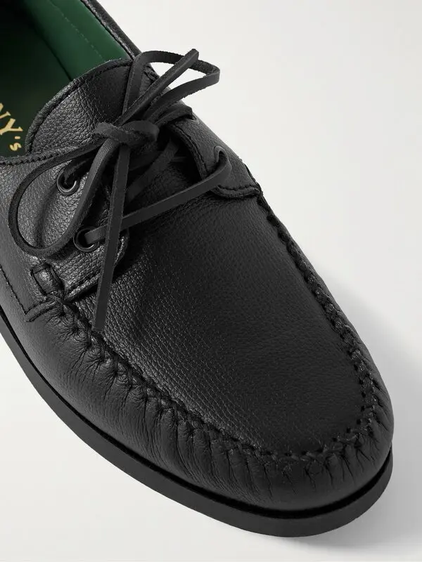 VINNY'S Boatman Full-grain Leather Boat Shoes - Black