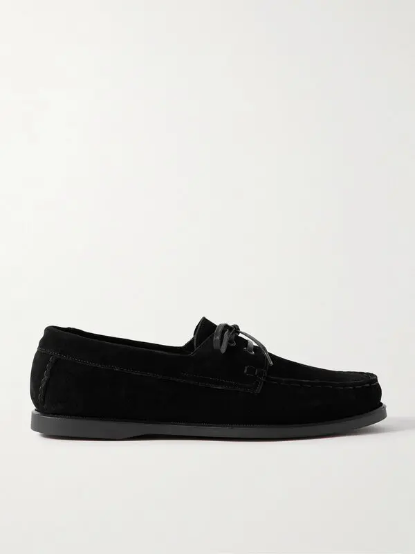 SAMAN AMEL City Moc Suede Boat Shoes - Black