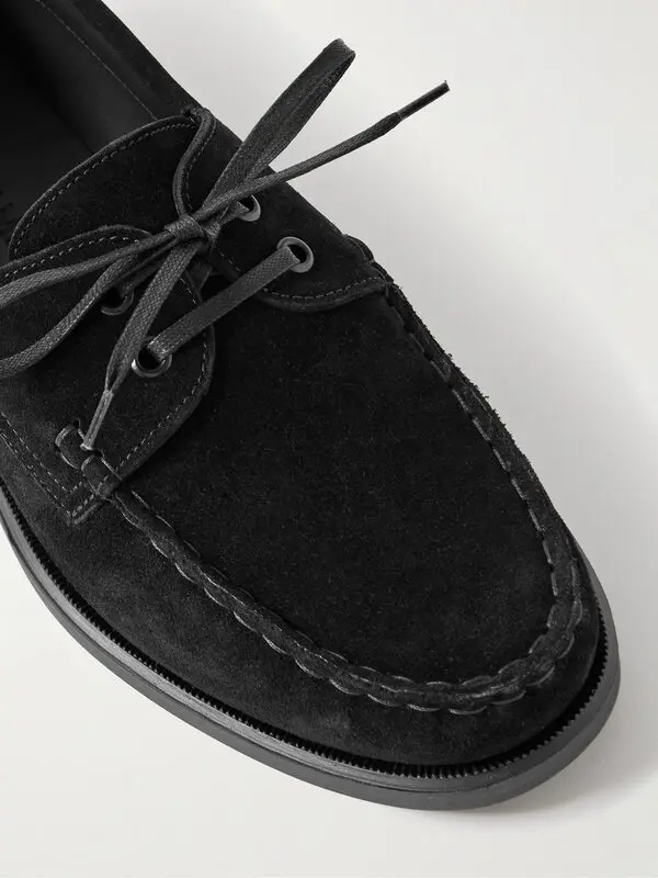 SAMAN AMEL City Moc Suede Boat Shoes - Black