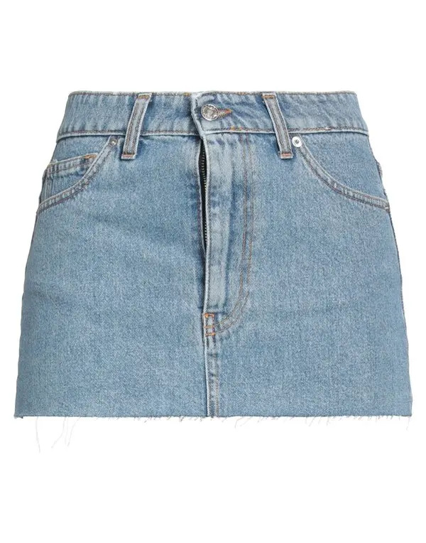 VICOLO Flared Denim Skirt With Leather Trims