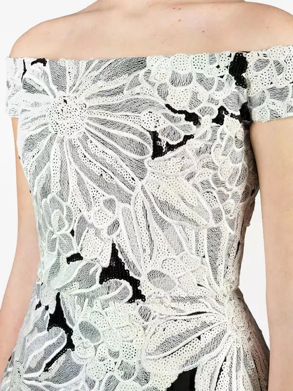 Elie Saab Sequin-embellished Off-shoulder Dress