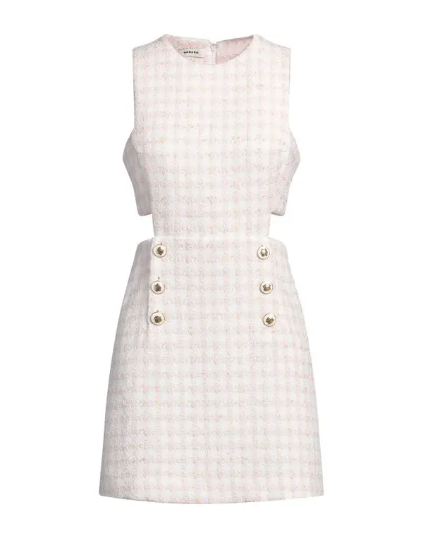Sandro Mini Flared Checked Tweed Dress - Pink
