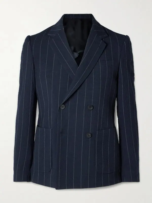 Mr P. Slim-fit Pinstriped Wool-blend Seersucker Suit Jacket