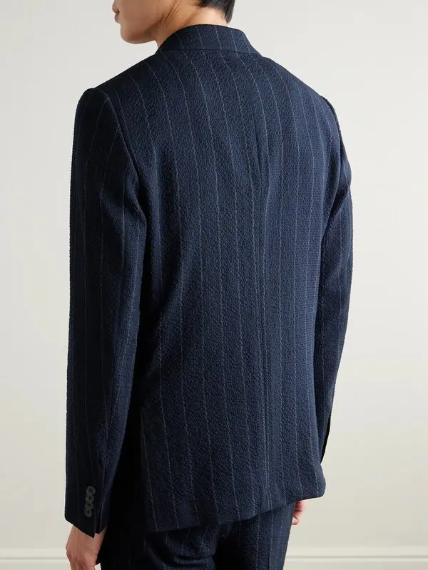 Mr P. Slim-fit Pinstriped Wool-blend Seersucker Suit Jacket