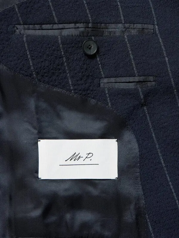 Mr P. Slim-fit Pinstriped Wool-blend Seersucker Suit Jacket