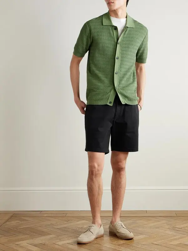 Mr P. Straight-leg Garment-dyed Cotton-blend Twill Bermuda Shorts