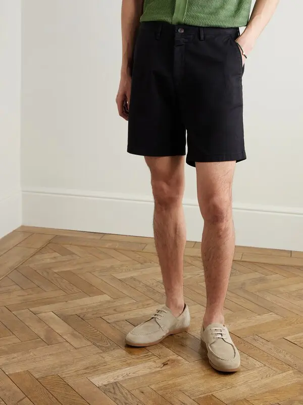 Mr P. Straight-leg Garment-dyed Cotton-blend Twill Bermuda Shorts