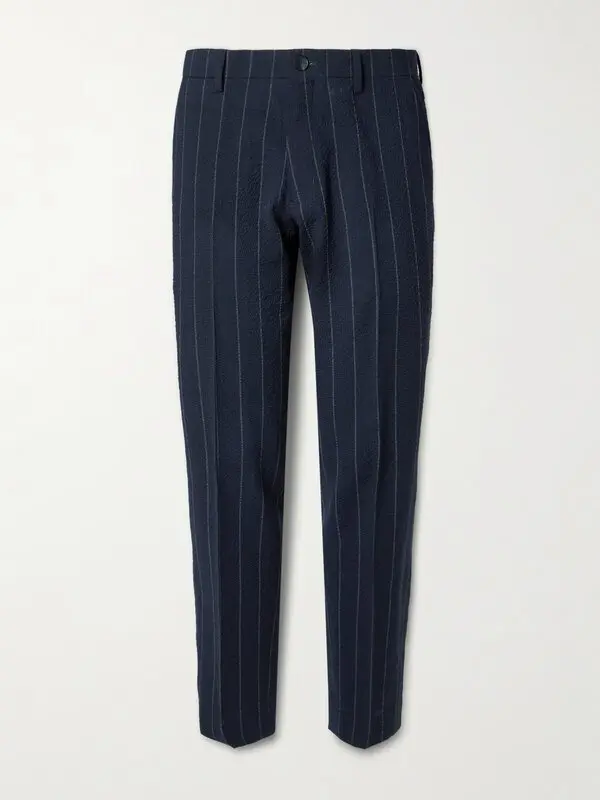 Mr P. Philip Tapered Pinstriped Wool-blend Seersucker Suit Trousers
