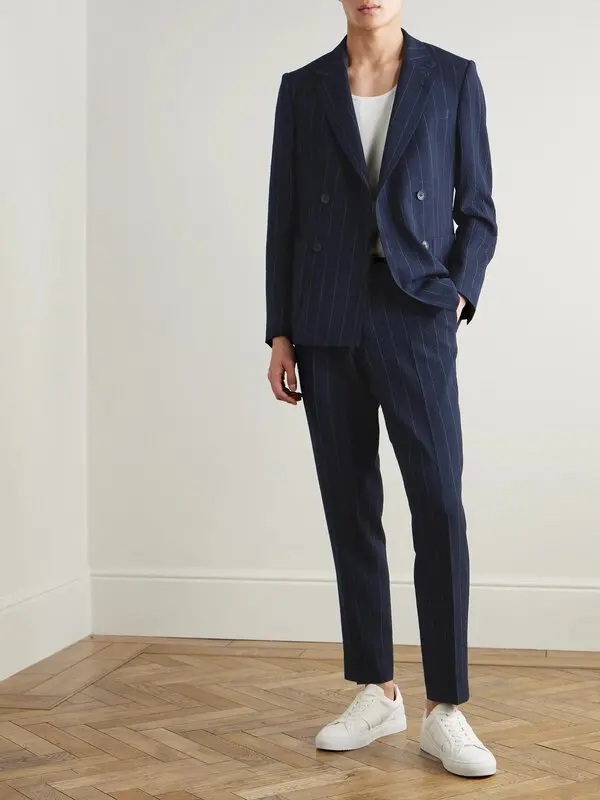 Mr P. Philip Tapered Pinstriped Wool-blend Seersucker Suit Trousers