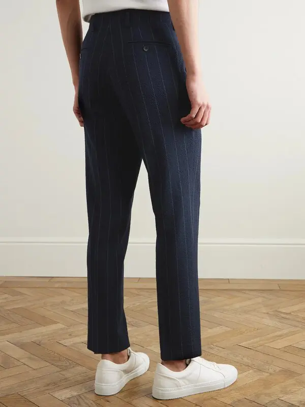 Mr P. Philip Tapered Pinstriped Wool-blend Seersucker Suit Trousers