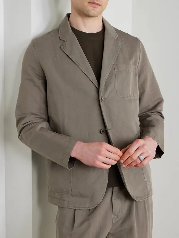 Mr P. Unstructured Garment-dyed Organic Cotton And Linen-blend Suit Jacket