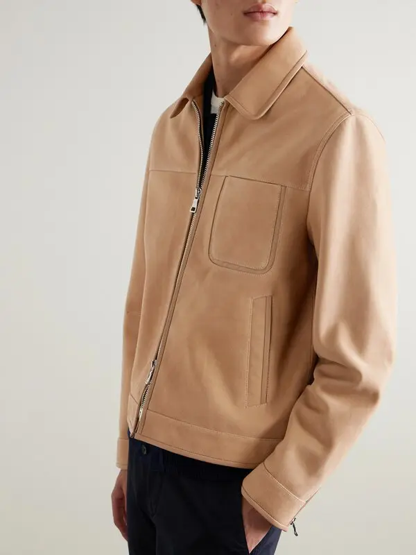 Mr P. Panelled Leather-trimmed Suede Jacket