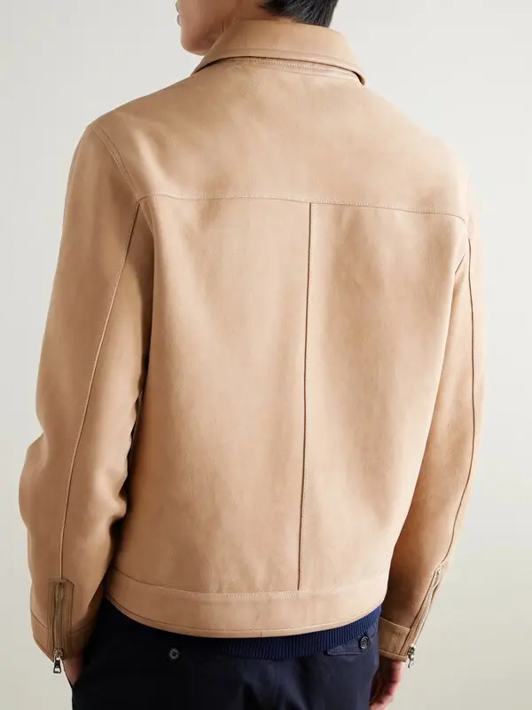 Mr P. Panelled Leather-trimmed Suede Jacket