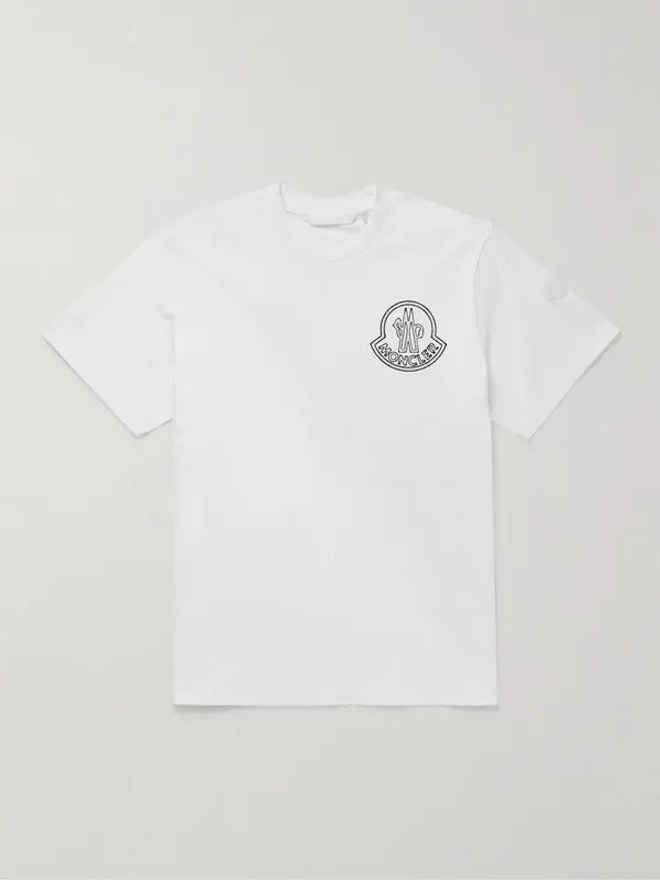 Moncler Logo-print Appliquéd Cotton-jersey T-shirt - White