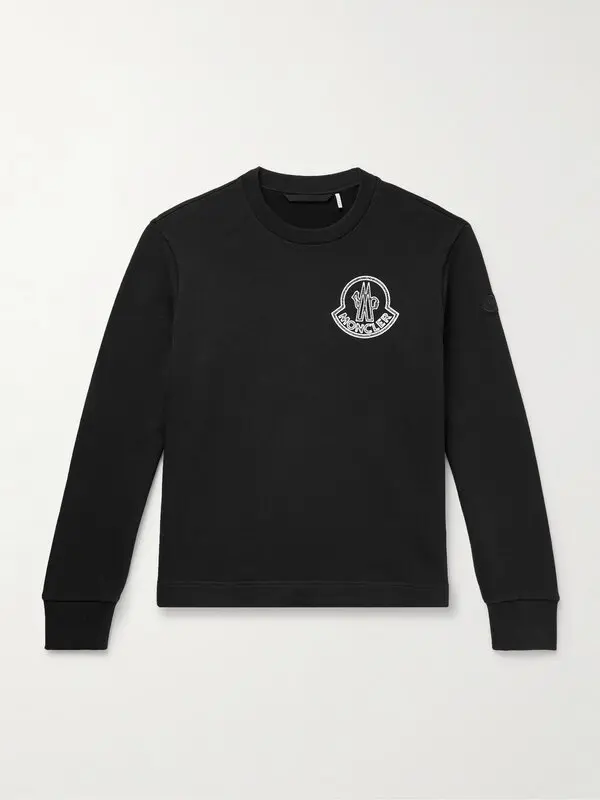 Moncler Logo-print Cotton-jersey Sweatshirt - Black