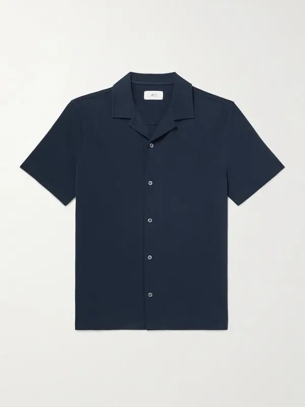 Mr P. Camp-collar Cotton-piqué Shirt