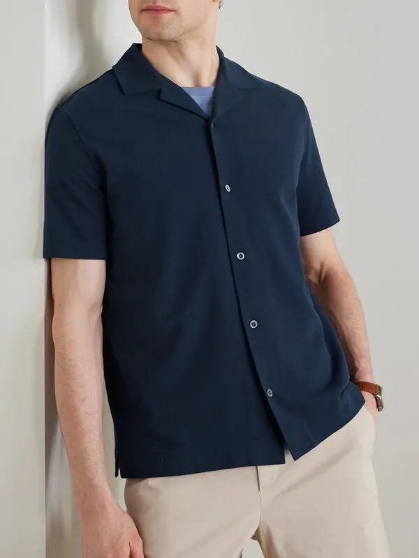 Mr P. Camp-collar Cotton-piqué Shirt