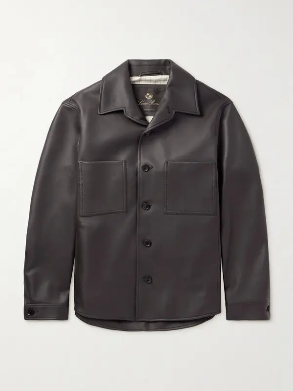 Loro Piana Evandro Full Grain Leather Overshirt
