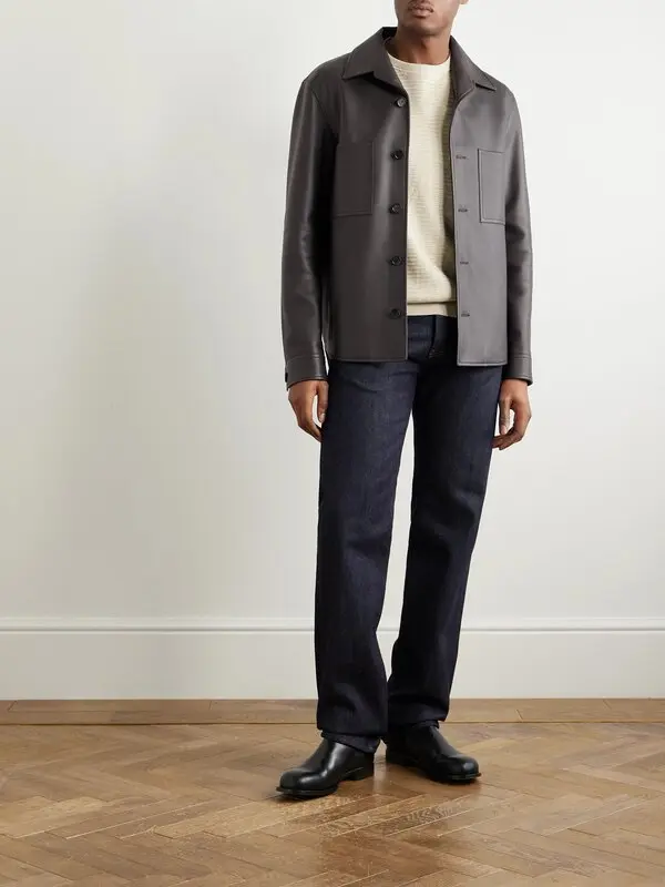 Loro Piana Evandro Full Grain Leather Overshirt