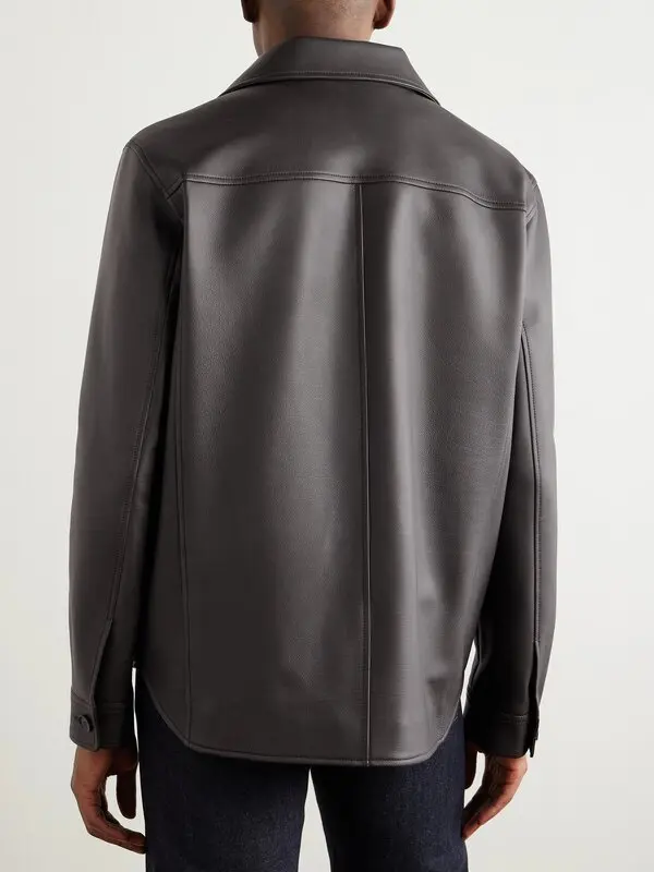 Loro Piana Evandro Full Grain Leather Overshirt