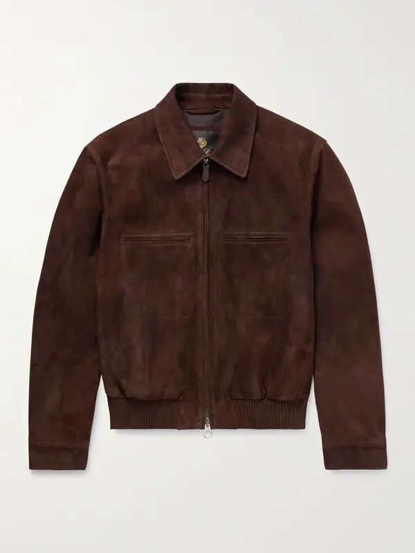 Loro Piana Kane Rain System® Suede Bomber Jacket