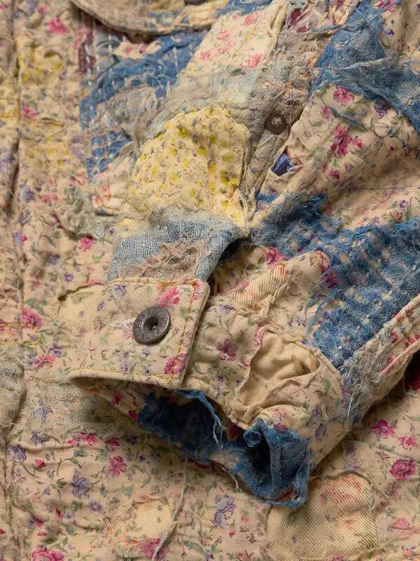 Kapital Boro Distressed Patchwork Jacket - Neutrals