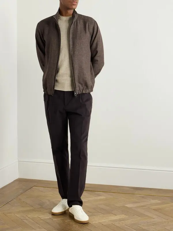 Loro Piana Linen And Wool-blend Canvas Bomber Jacket - Brown
