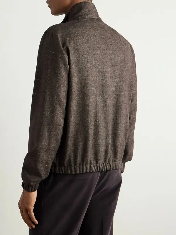 Loro Piana Linen And Wool-blend Canvas Bomber Jacket - Brown