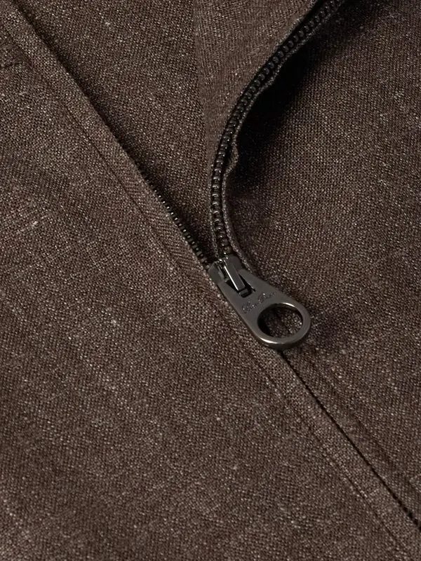 Loro Piana Linen And Wool-blend Canvas Bomber Jacket - Brown