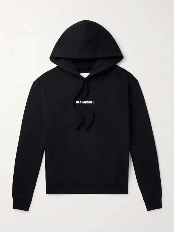 JIL SANDER Logo-print Cotton-jersey Hoodie - Black