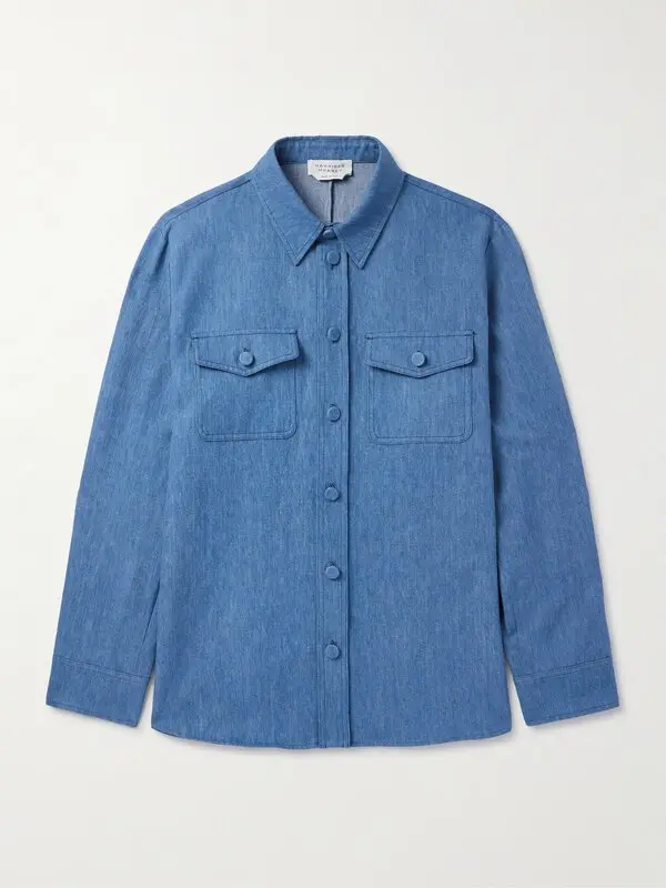 Gabriela Hearst Everly Cotton And Linen-blend Chambray Overshirt