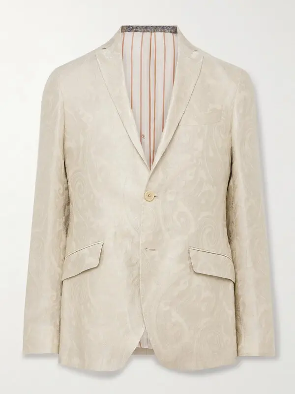 Etro Paisley-jacquard Linen-blend Suit Jacket