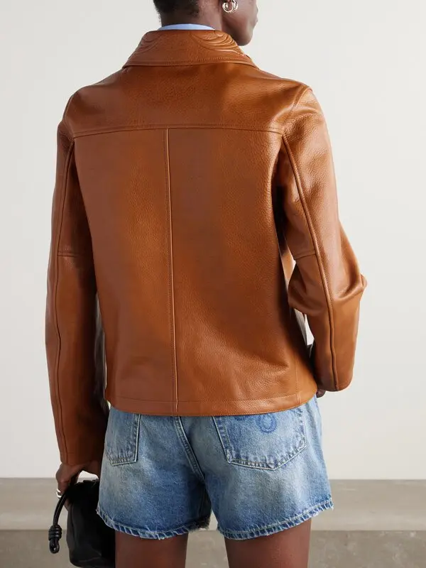 Versace Debossed Paneled Textured-leather Jacket