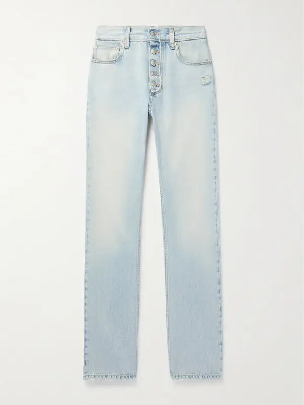 Alexander McQueen Slim-fit Distressed Jeans - Blue