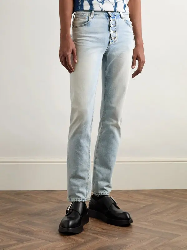 Alexander McQueen Slim-fit Distressed Jeans - Blue
