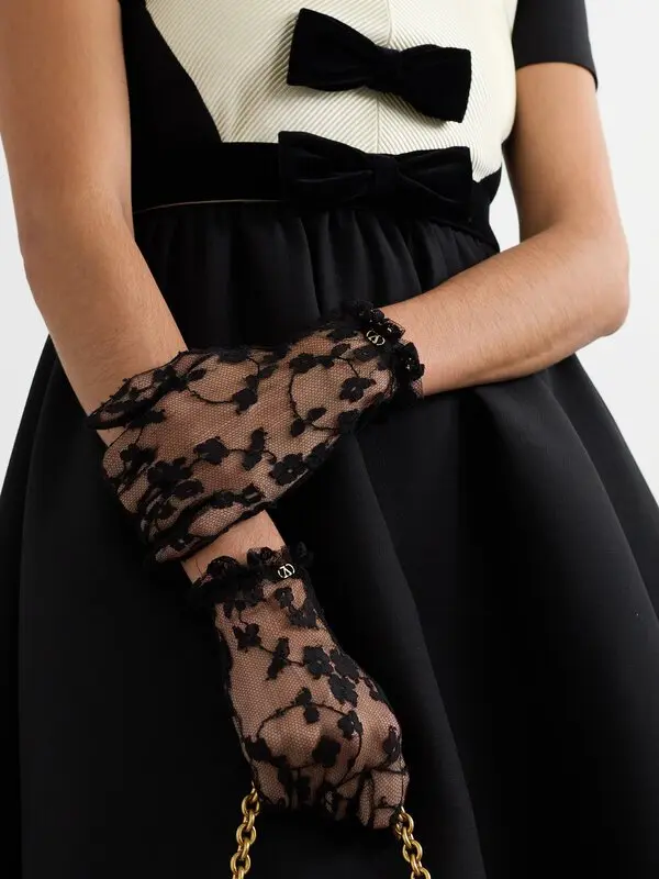 Valentino Garavani Ruffled Corded Lace Gloves