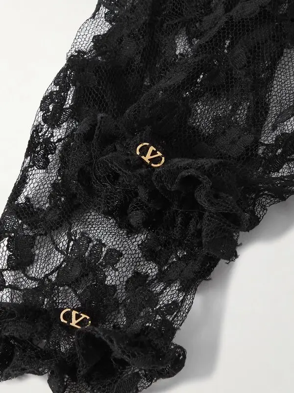 Valentino Garavani Ruffled Corded Lace Gloves