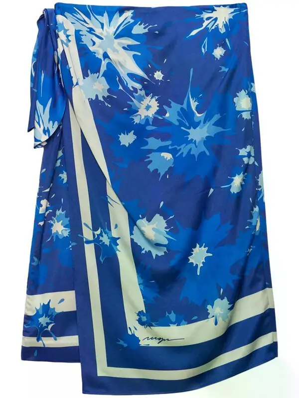 MSGM Printed Midi Skirt - Blue