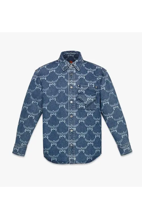 Mcm Lauretos Monogram Denim Shirt - Blue